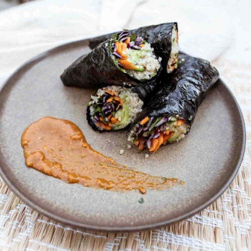 Rice Paper Wraps with Nut Butter Sauce · GLW